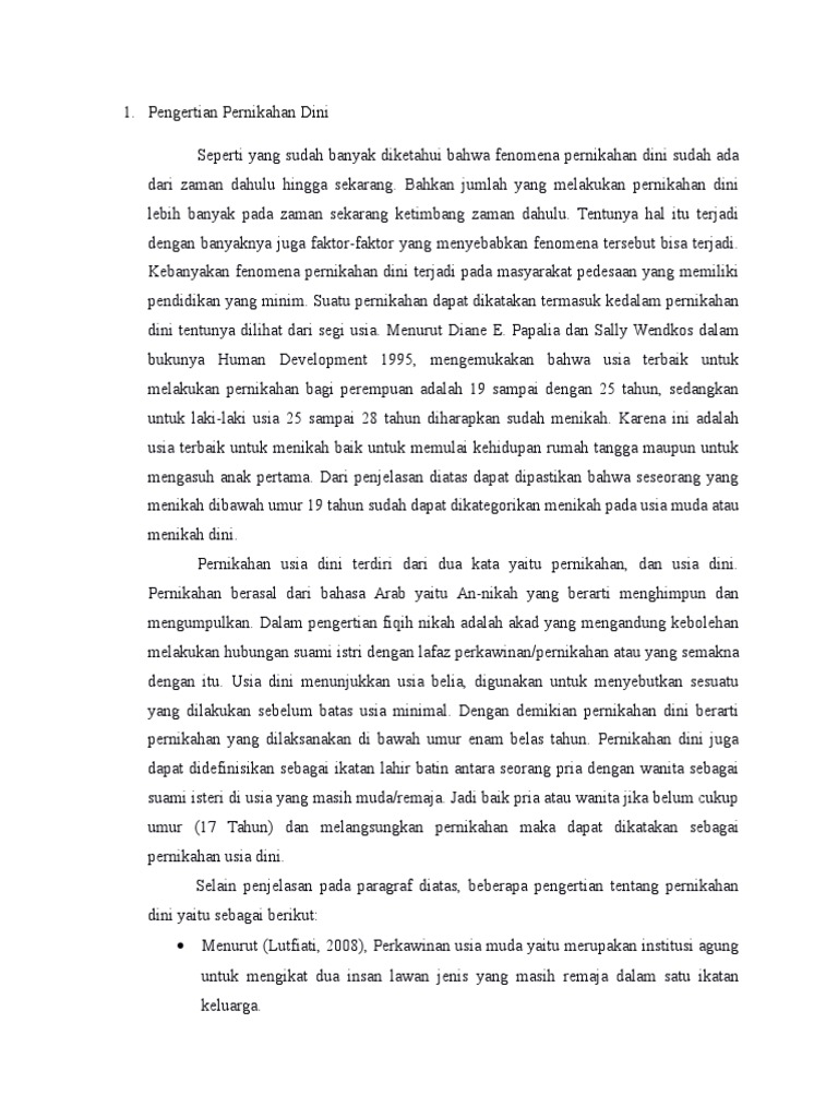 Pengertian Pernikahan Dini | PDF
