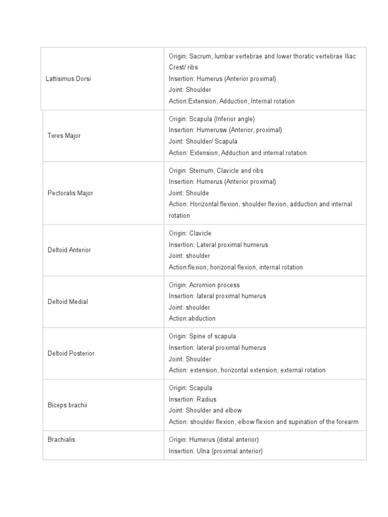 origo insertio | Shoulder | Hip