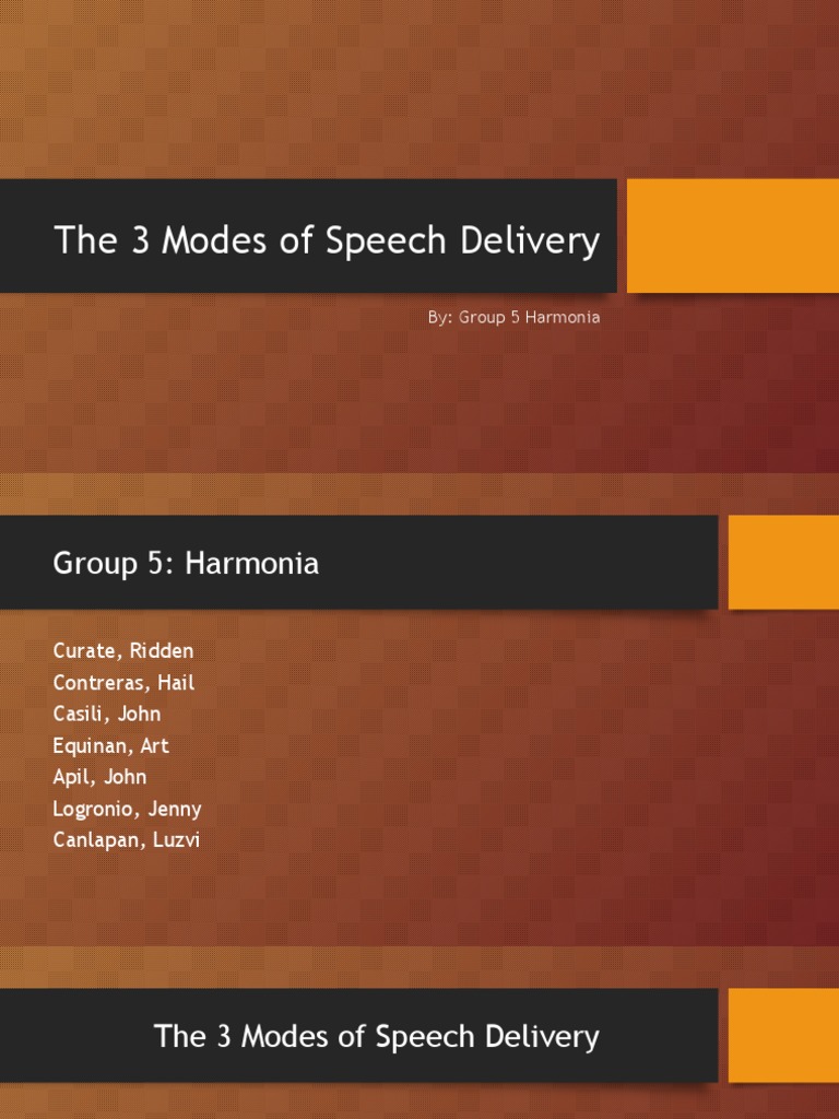 The 3 Modes of Speech Delivery | PDF