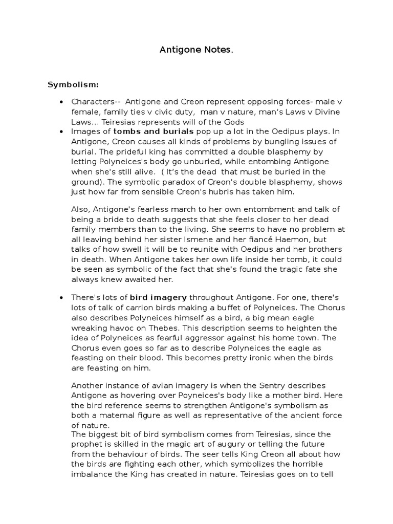 Antigone Notes | PDF | Sophocles | Oedipus