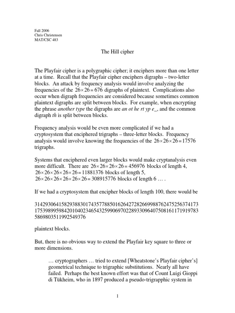 Section 20 Hill Cipher PDF | PDF | Cryptography | Public Key Cryptography