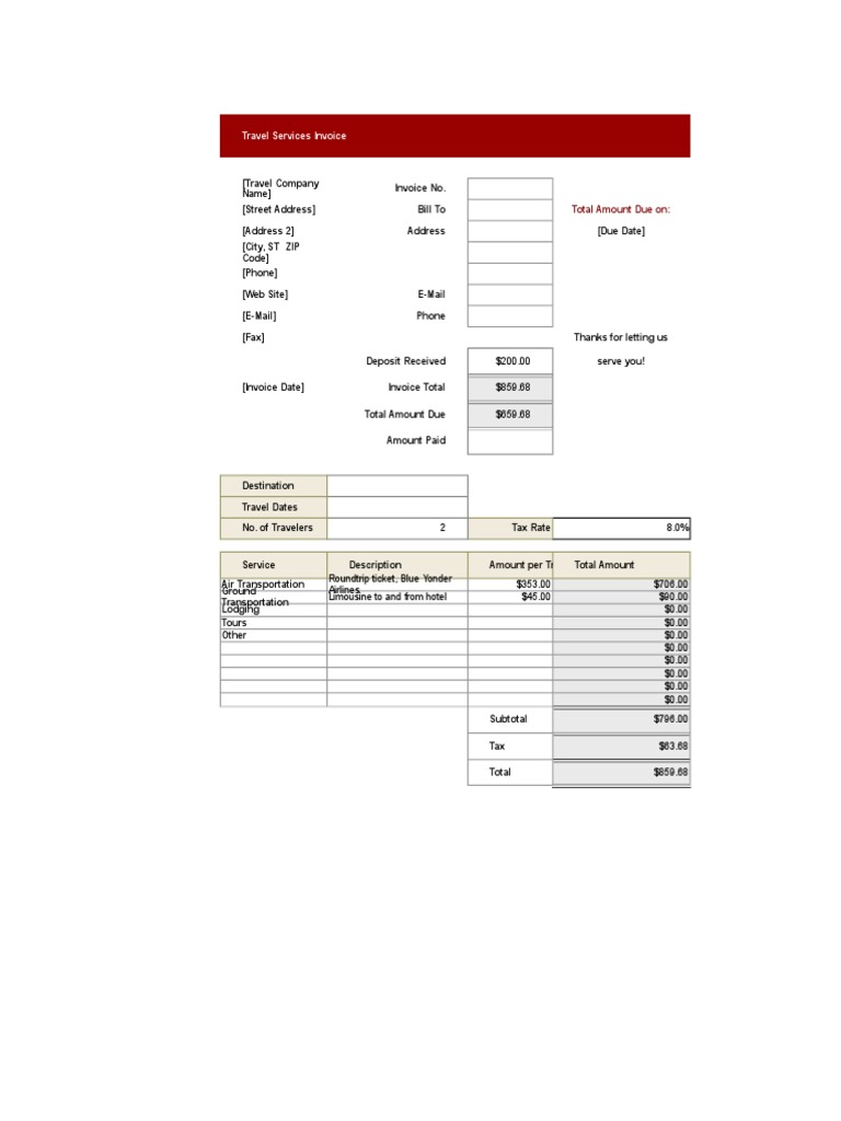Travel Invoice for Clients | PDF | Business