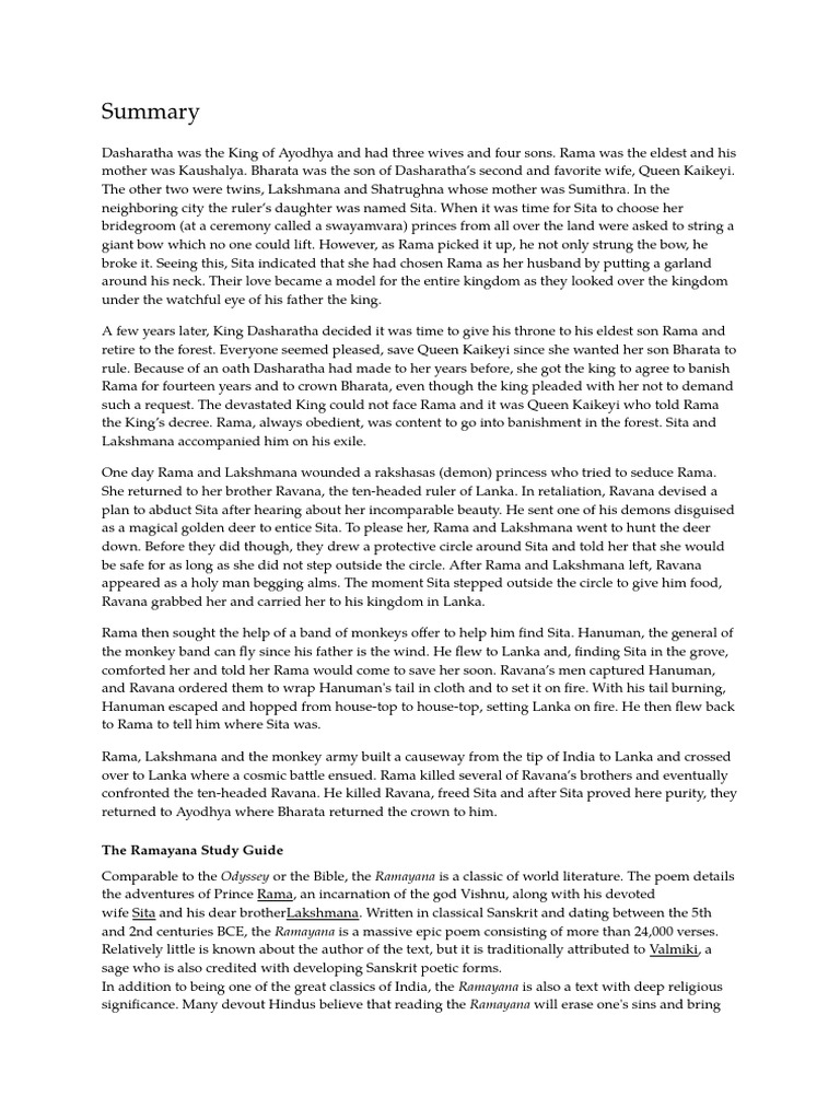 Ramayana - Summary | Ramayana | Rama