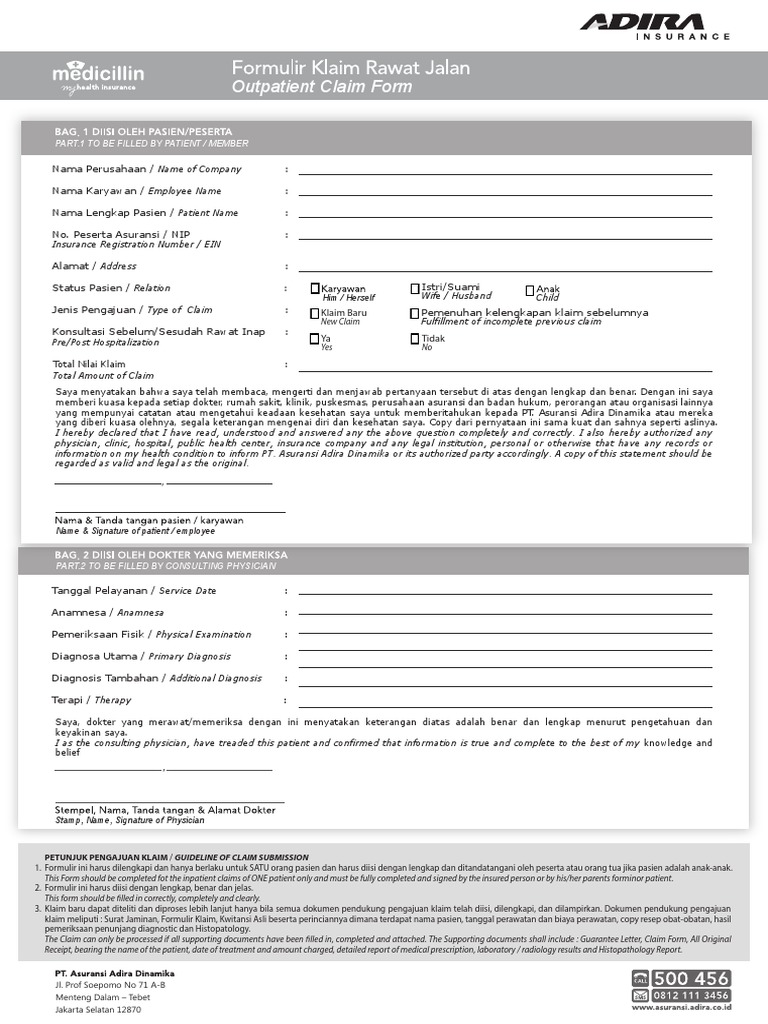 Form Klaim Rawat Jalan | PDF