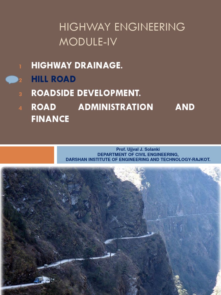 HILL ROAD by Prof. Ujjval J Solanki | PDF | Road | Transportation Engineering