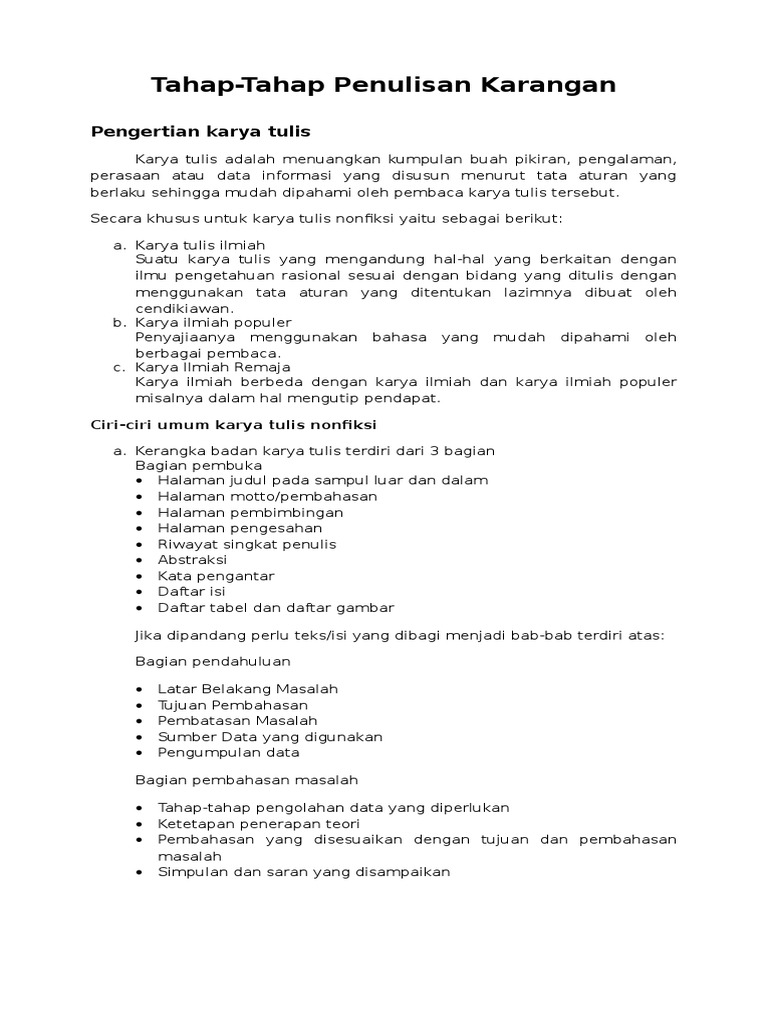 Tahap Tahap Menulis Karangan Pdf