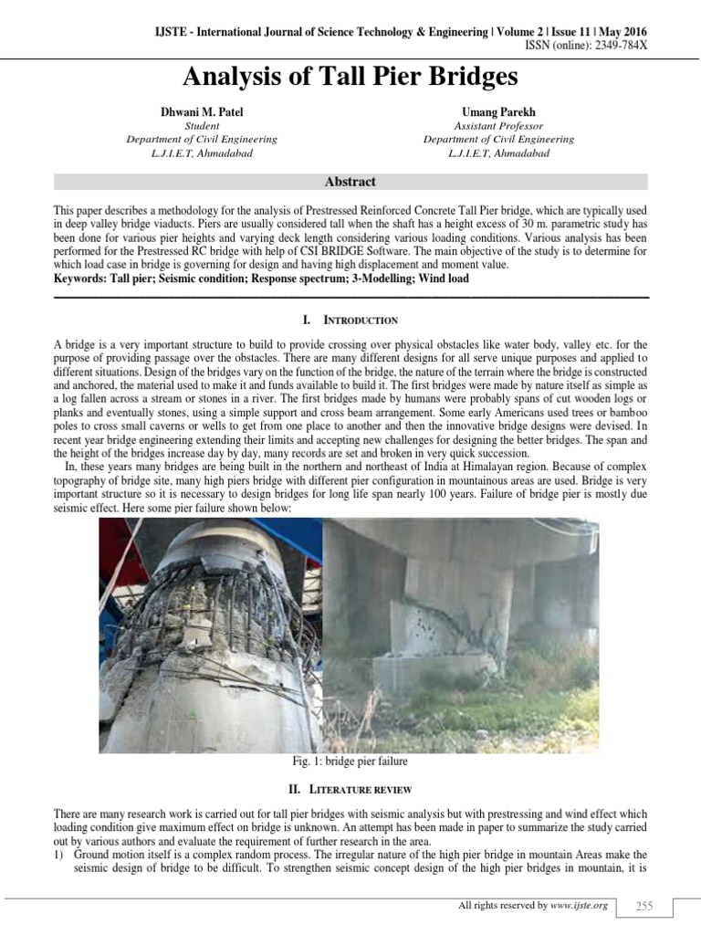 Analysis of Tall Pier Bridges Design | PDF | Bridge | Prestressed Concrete