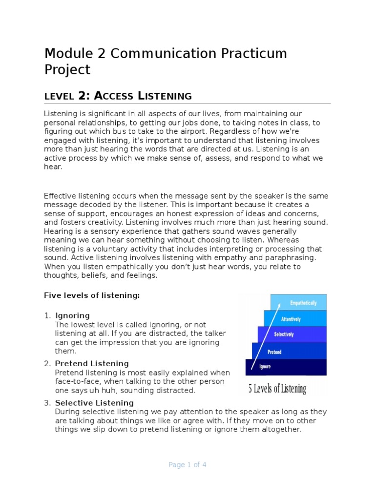Module 2 Communication Practicum Project | PDF | Empathy | Communication