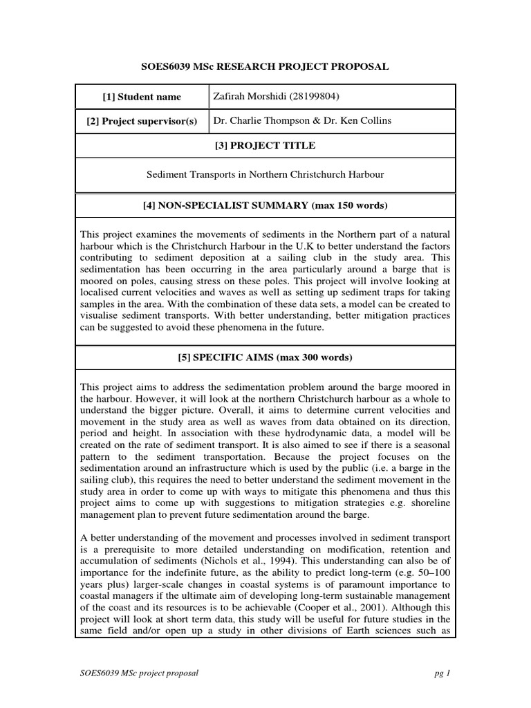 Researc Project Proposal On Sediment Transports | PDF | Estuary | Tide