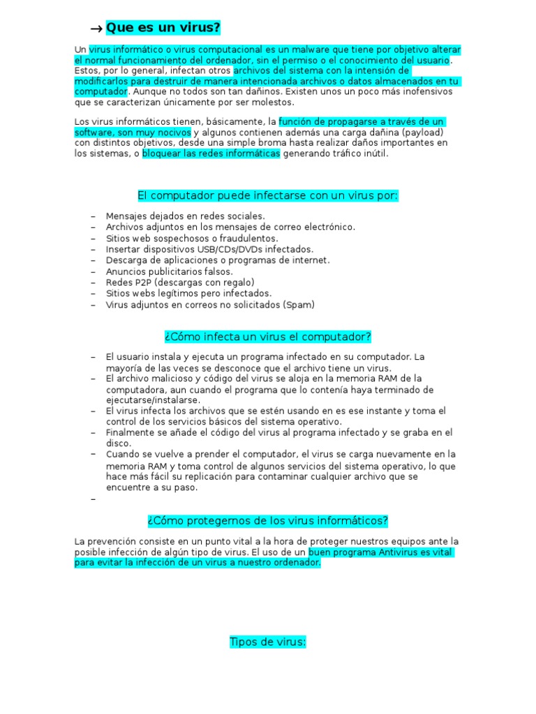 TP NTICX, Virus. Resumen Examen. | PDF