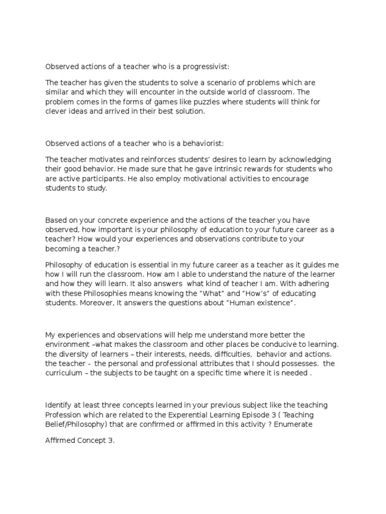 Fs 6 FIELD STUDY | Download Free PDF | Philosophy Of Education | Teachers