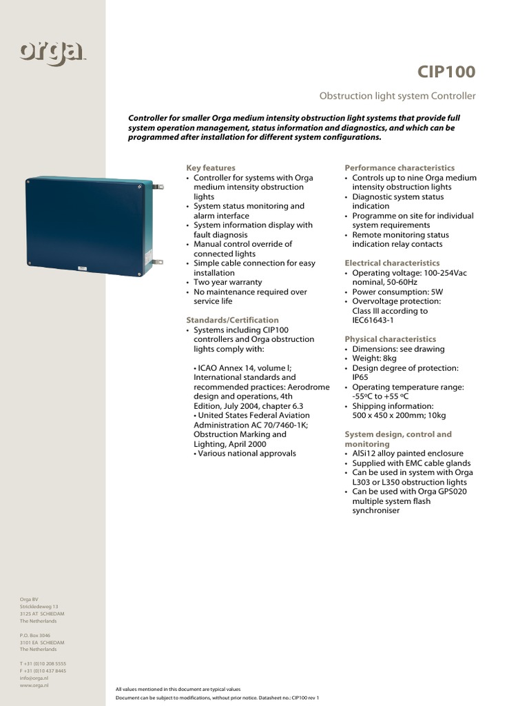 Orga Datasheet CIP100 | PDF