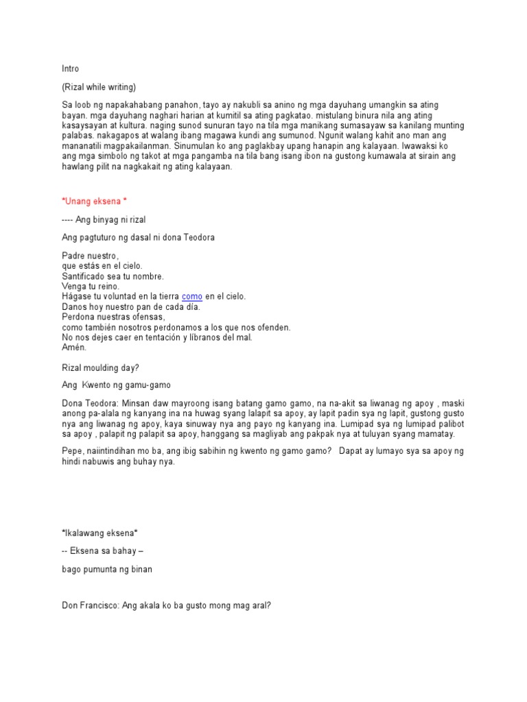 Script For Rizal Movie | PDF