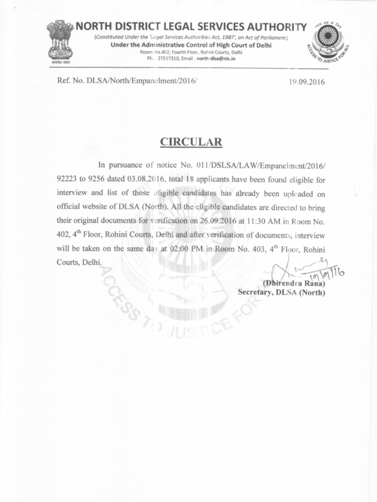 Circular Regarding Interview Schedule of Eligible Candidates For ...