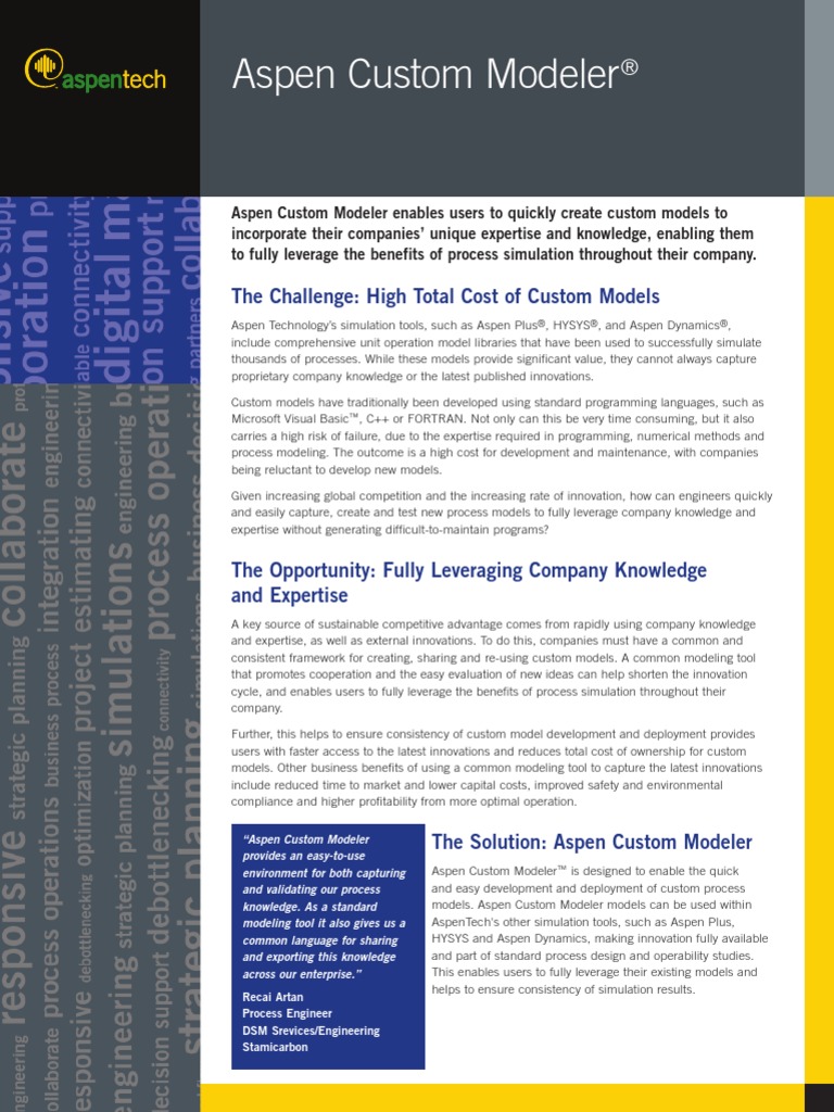 Aspen Custom Modeler | PDF | Simulation | Chemical Reactor