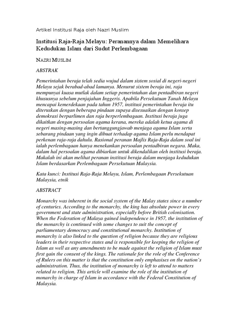 Peranan Raja dalam Memelihara Islam | PDF