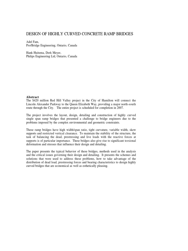 Design of Highly Curved Concrete Ramp Bridges | PDF | Prestressed ...