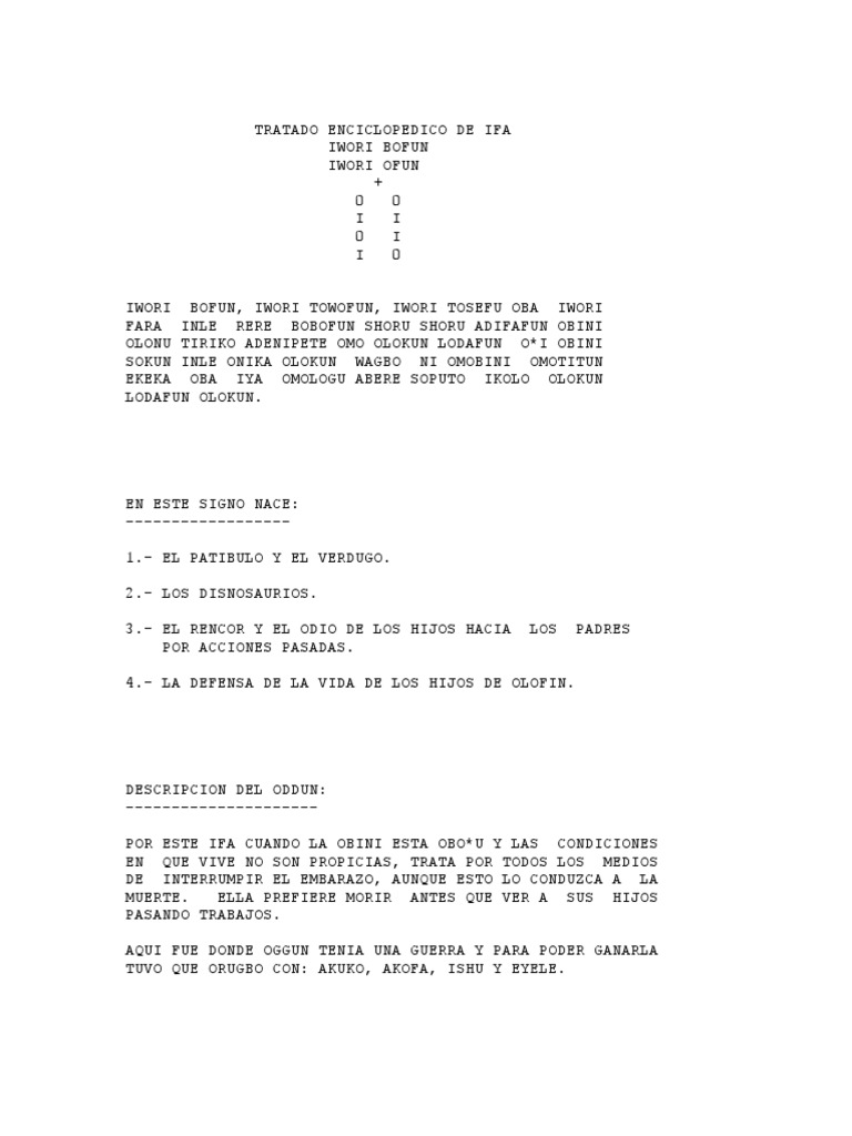Iwori Ofun o Bofun | PDF | Religión y espiritualidad | Estudios de ...