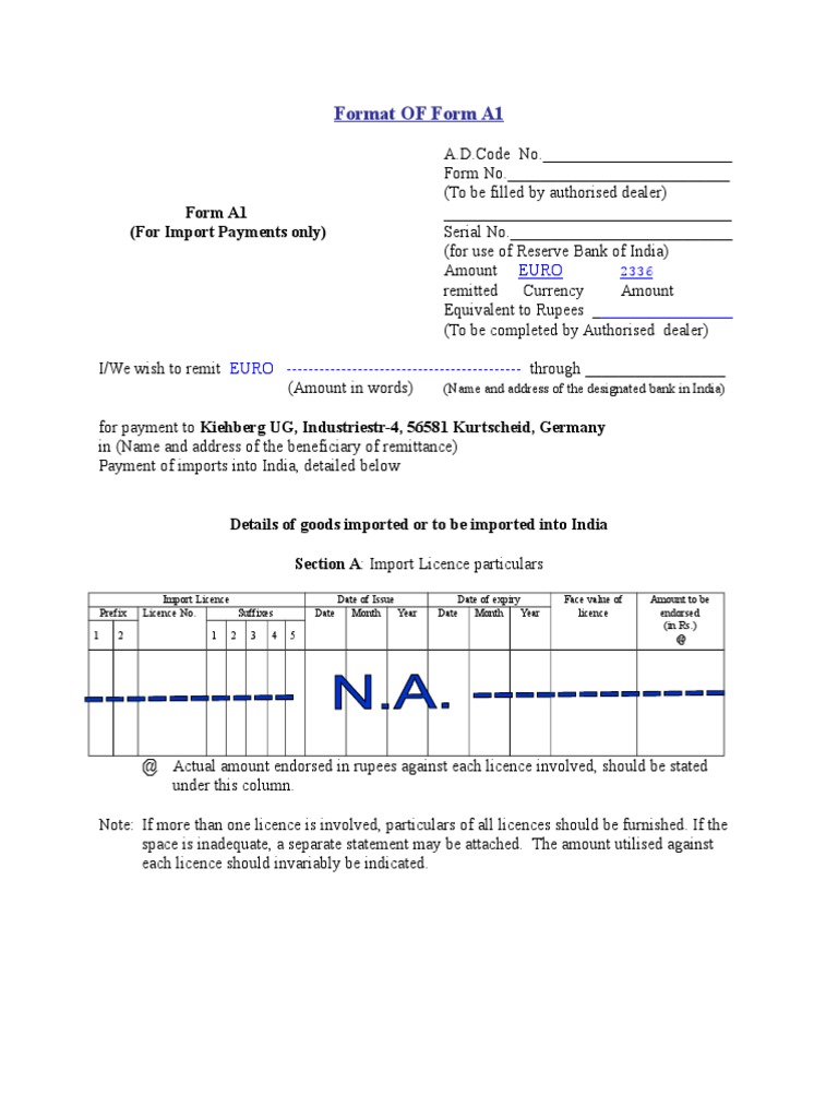 Form A1 | PDF | Invoice | Economies