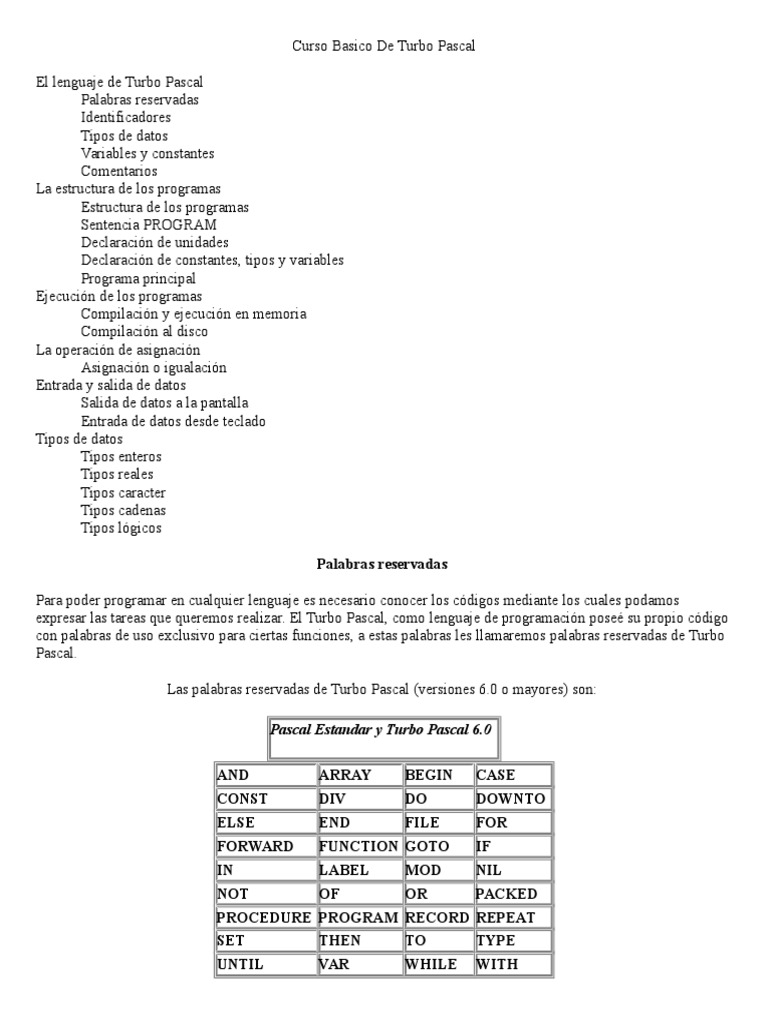 Curso Basico de Turbo Pascal | PDF | Programa de computadora | Programación