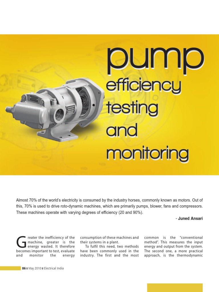Pump Efficiency Testing and Monitoring using thermodynamic method ...