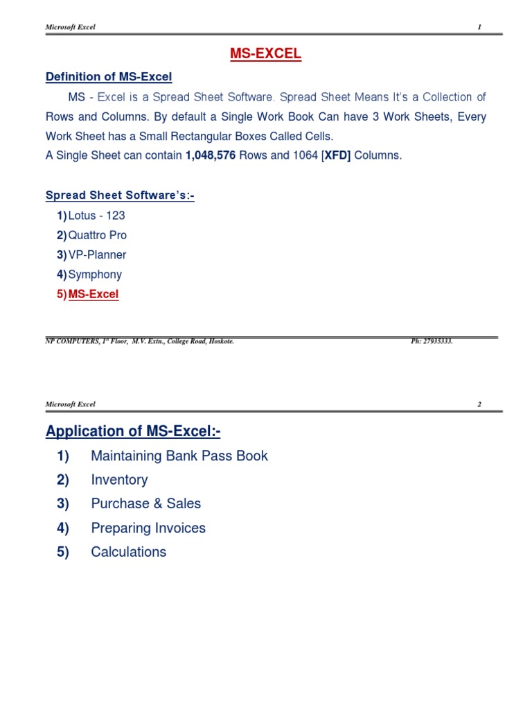 MS Excel | PDF | Microsoft Excel | Office Suites