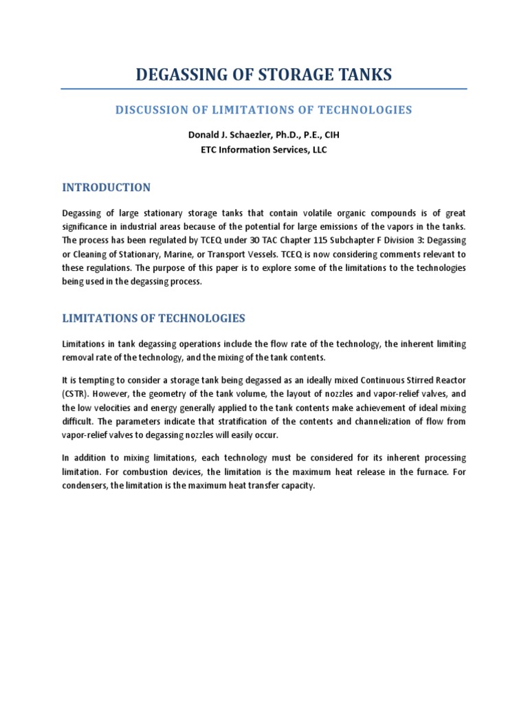 Storage Tank Degassing Challenges | PDF | Ventilation (Architecture ...