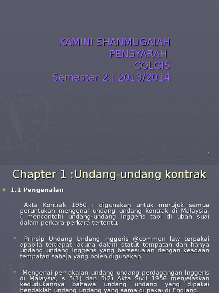 Chapter 1 Undang Undang Kontrak BS Law | PDF