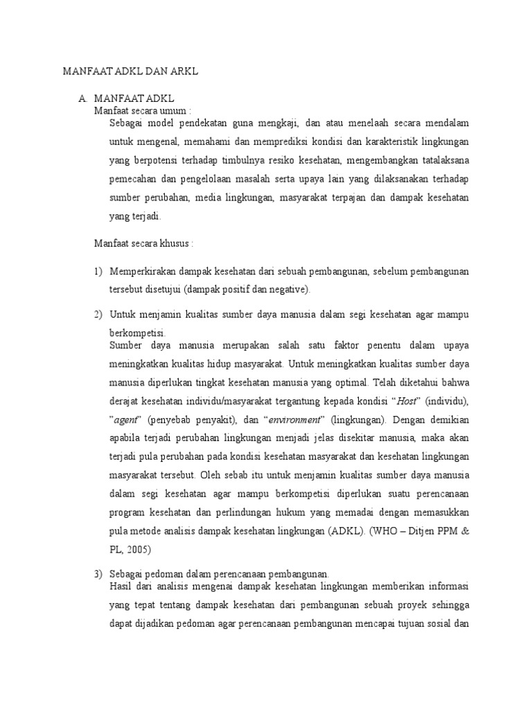 Manfaat Adkl Dan Arkl | PDF