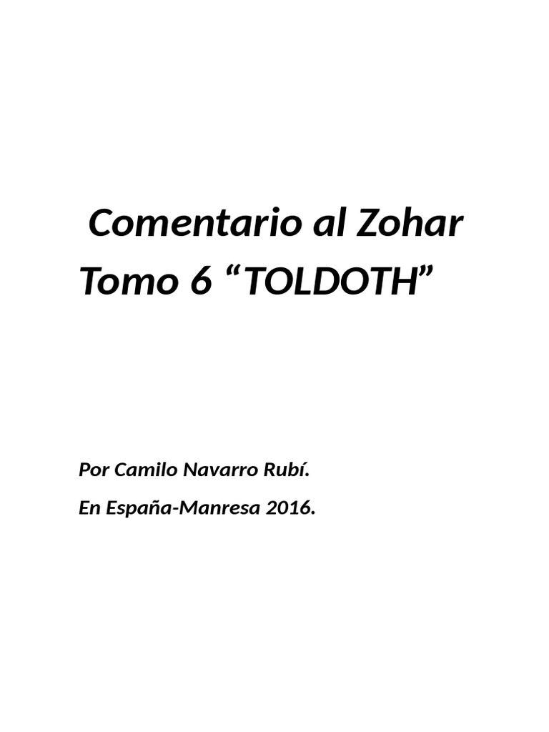 Comentario Al Zohar Tomo 6 Toldoth | PDF | Jacob | Creencia religiosa y ...