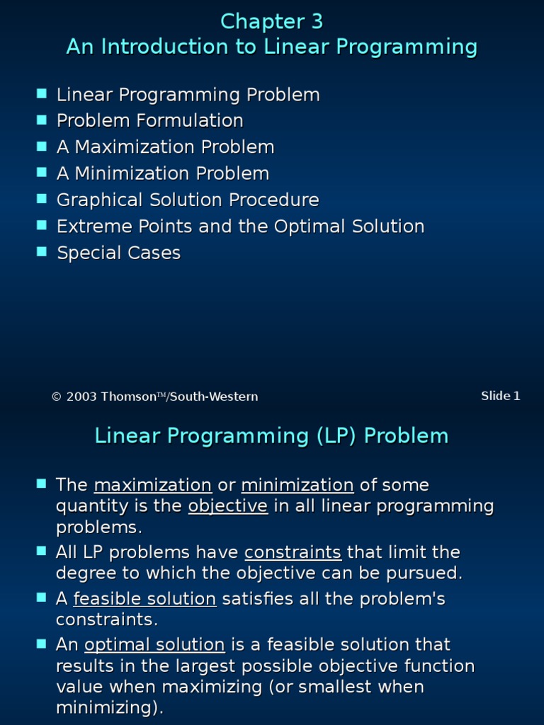 Chap3 Linear Programming Pdf Linear Programming Mathematical