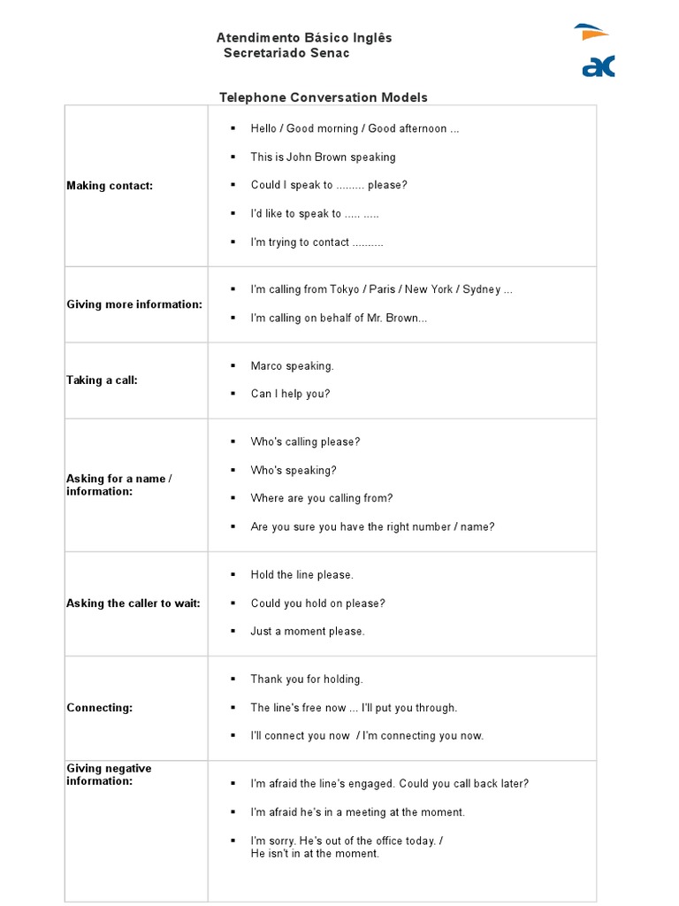 Telephone Conversation Models | PDF