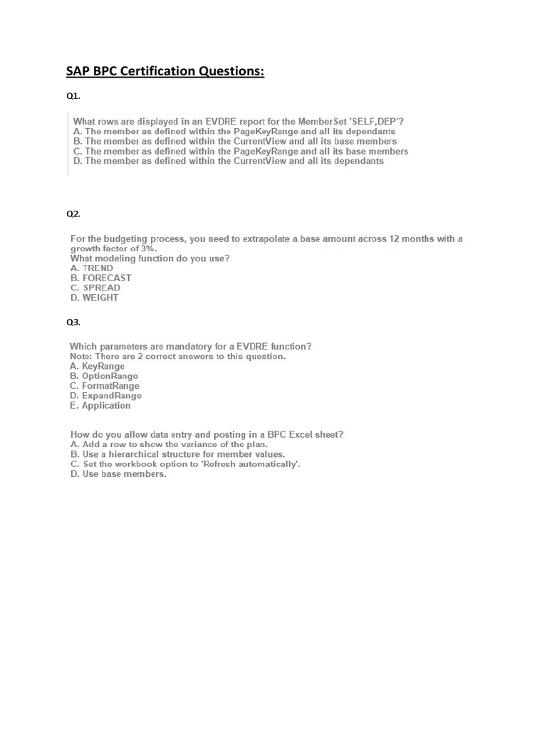 SAP BPC Certification Questions | PDF