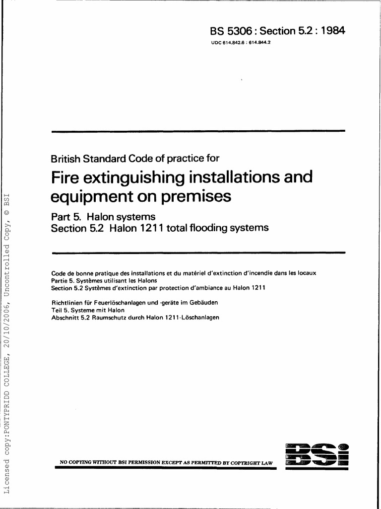 BS 5306-5.2-1984 Code of Practice For Fire Extinguishing Installations ...