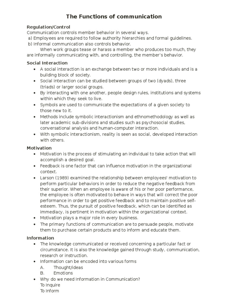 Functions of Communication | PDF | Nonverbal Communication | Communication