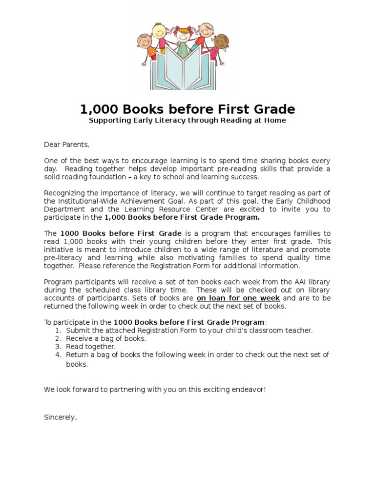 1000 Books Before 1st Grade Program | PDF