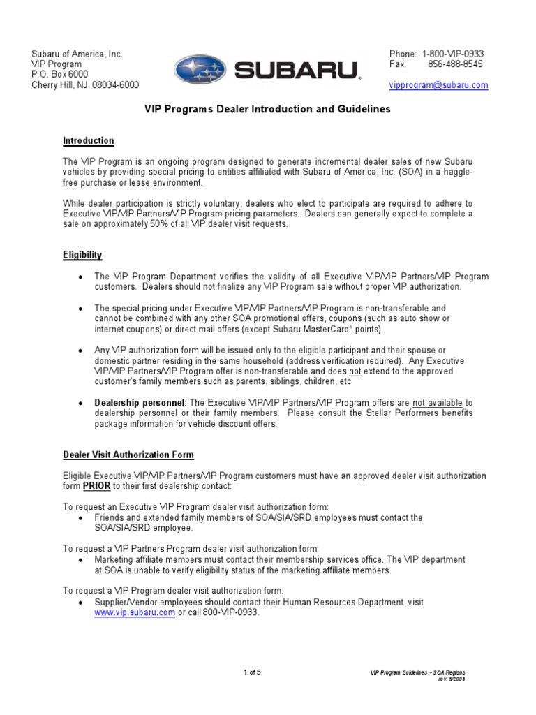 Vip Program Dealer Guidelines-Independents | PDF | Coupon | Invoice