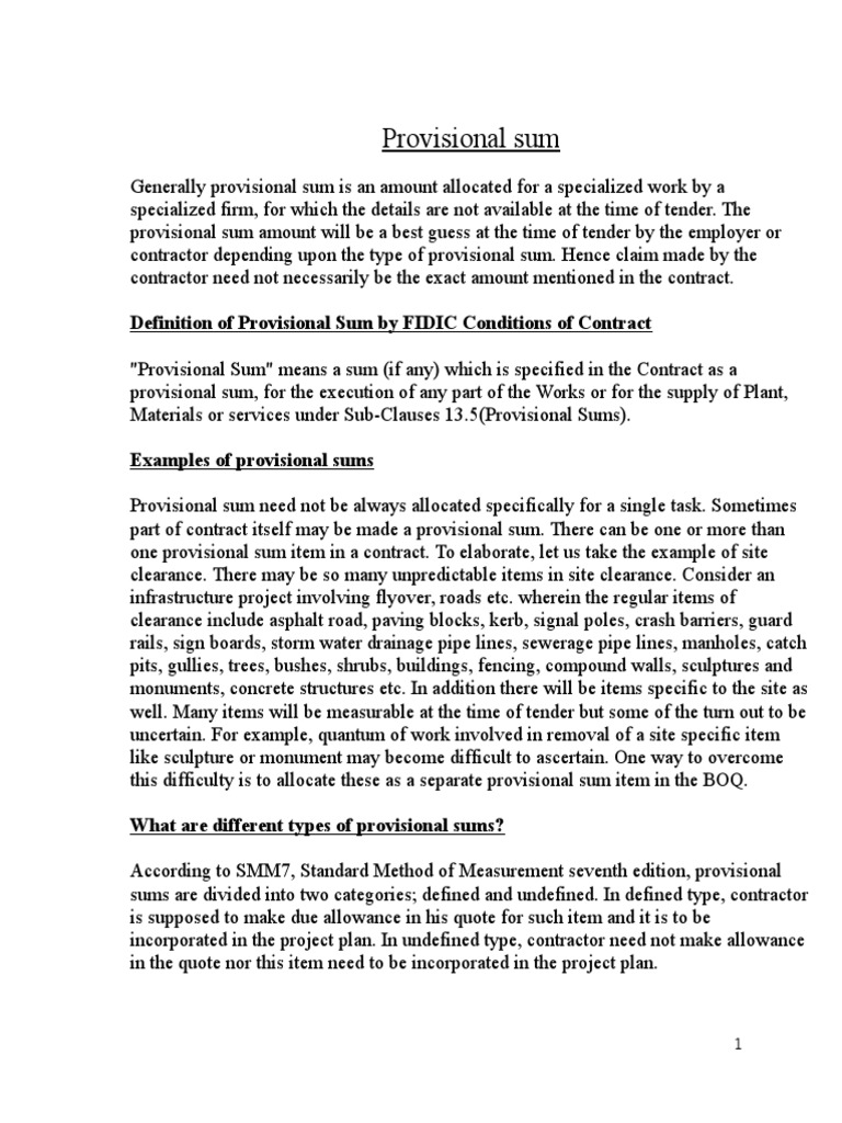 Provisional Sum | PDF | Invoice | Business