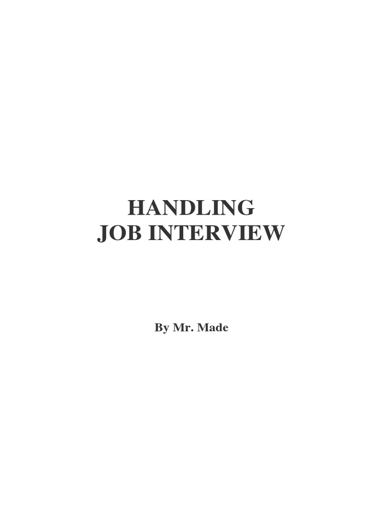 Handling Job Interview | PDF | Job Interview | Employment
