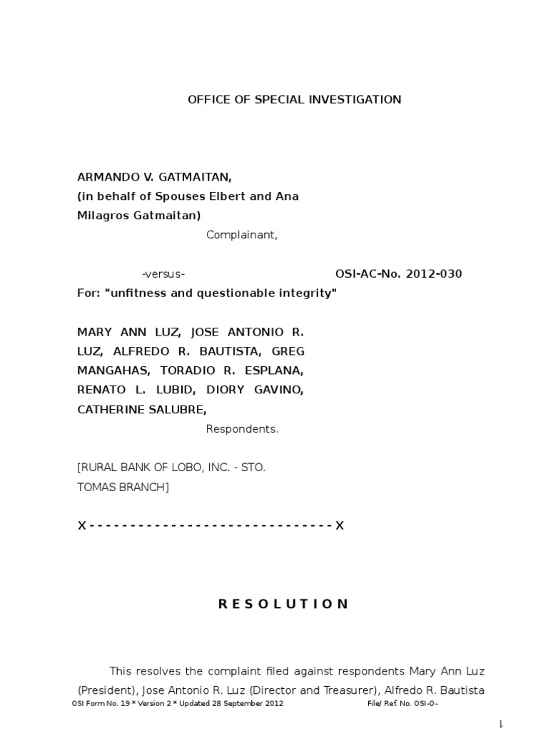 Resolution Lobo Revised - Doc (Final) | PDF | Identity Document ...