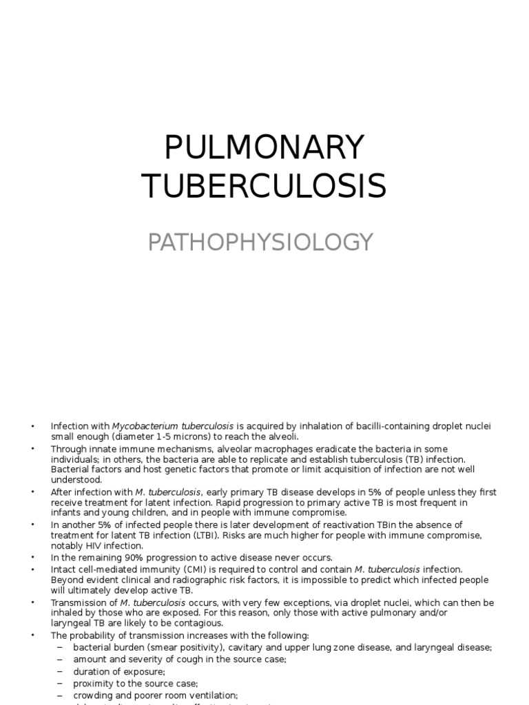 Pulmonary Tuberculosis: Pathophysiology | PDF