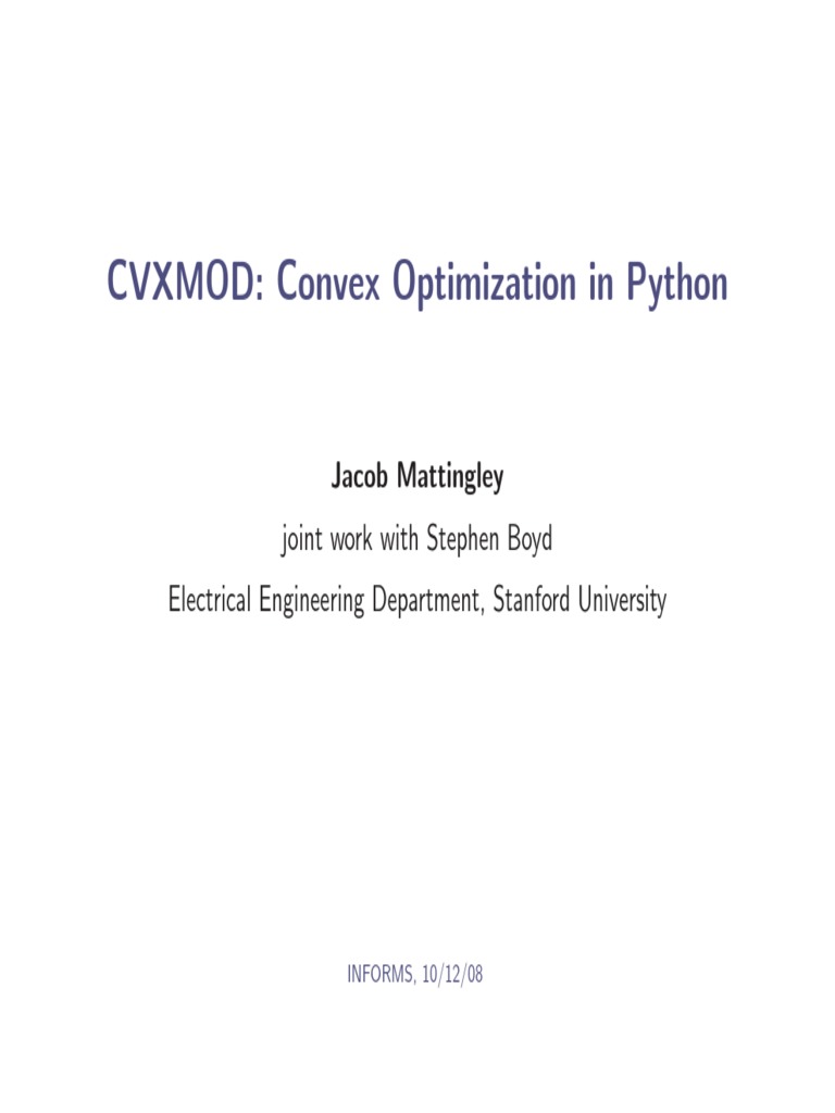 ConvexOptimization in Python | PDF | Source Code | Mathematical Optimization