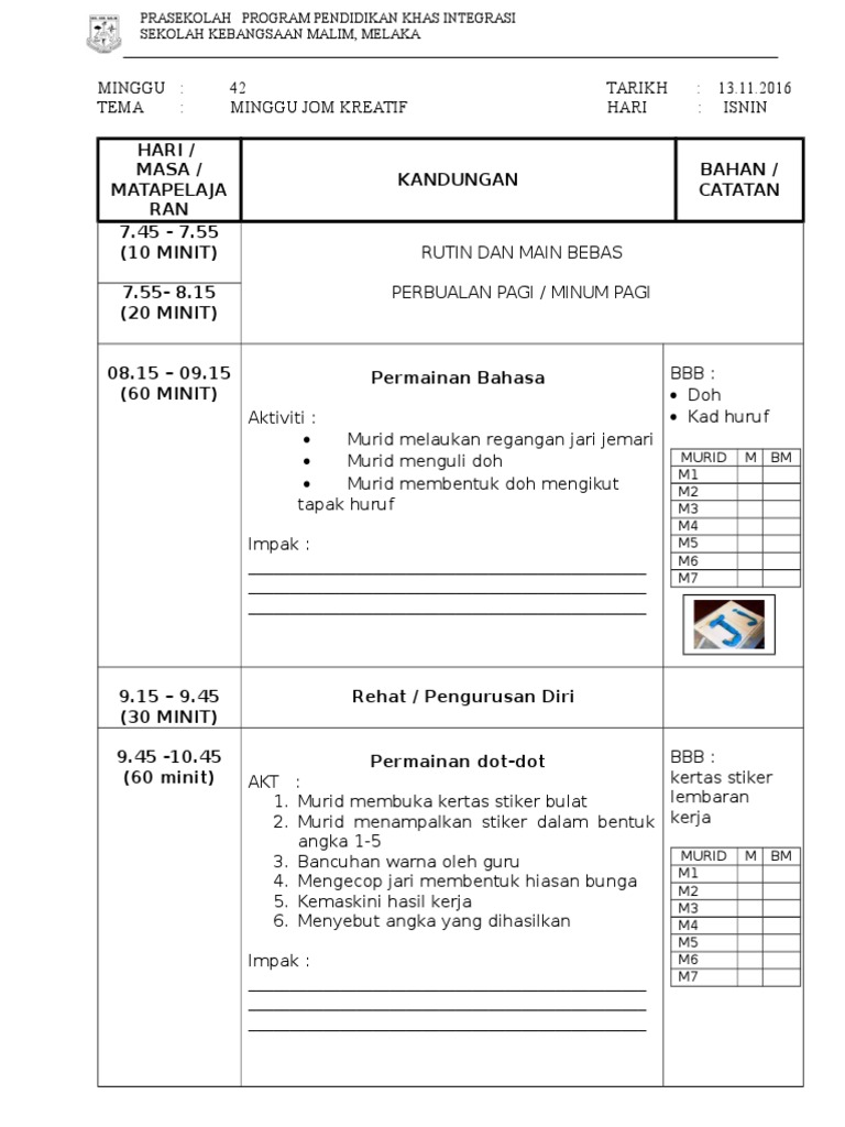 RPH M 42 - Minggu Jom Kreatif | PDF