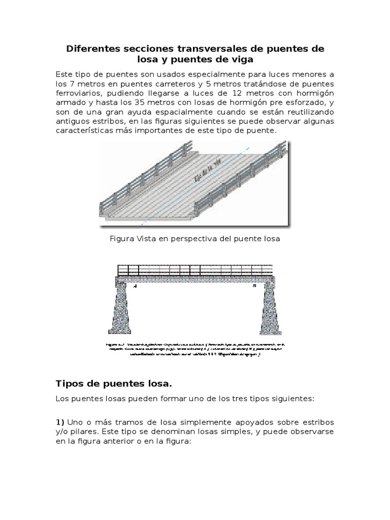 Diferentes Secciones Transversales de Puentes de Losa y Puentes de Viga ...