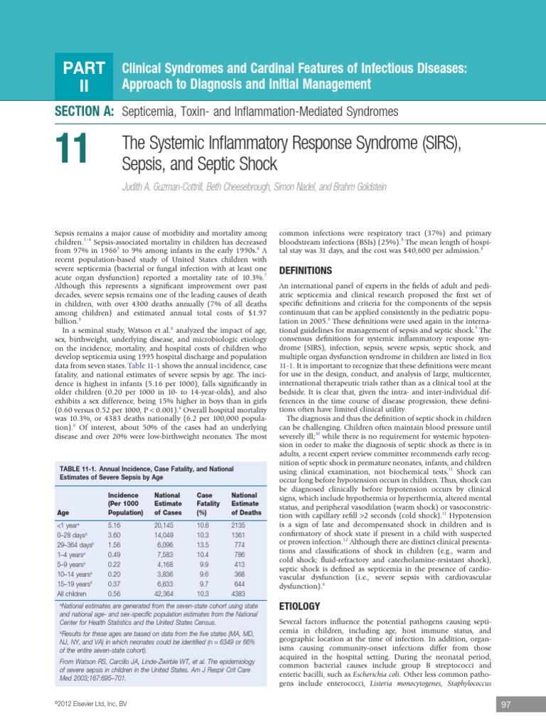 The Systemic Inflammatory Response Syndrome (SIRS), Sepsis, and Septic ...