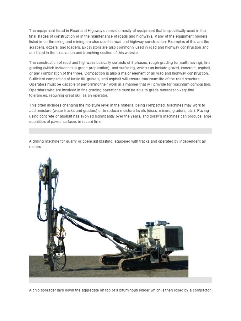 Road Construction Equipment Overview | PDF | Road Surface | Road