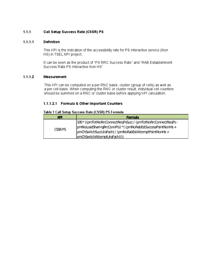 Call Setup Success Rate | PDF