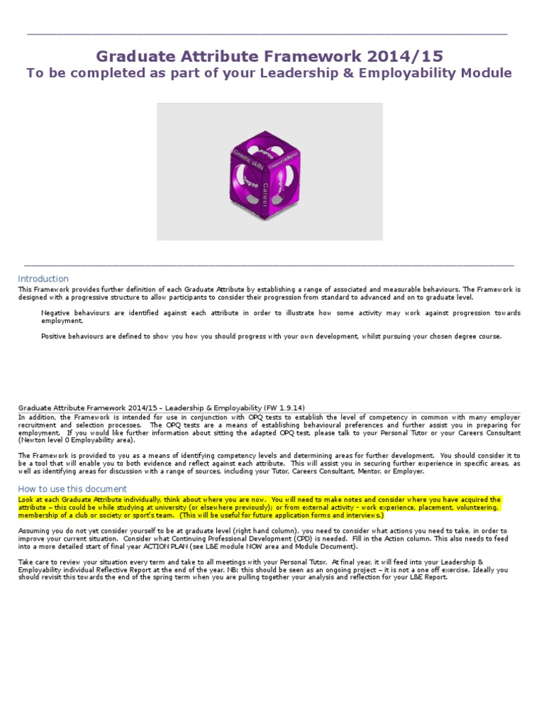 1 Graduate Attribute Framework | PDF | Competence (Human Resources ...