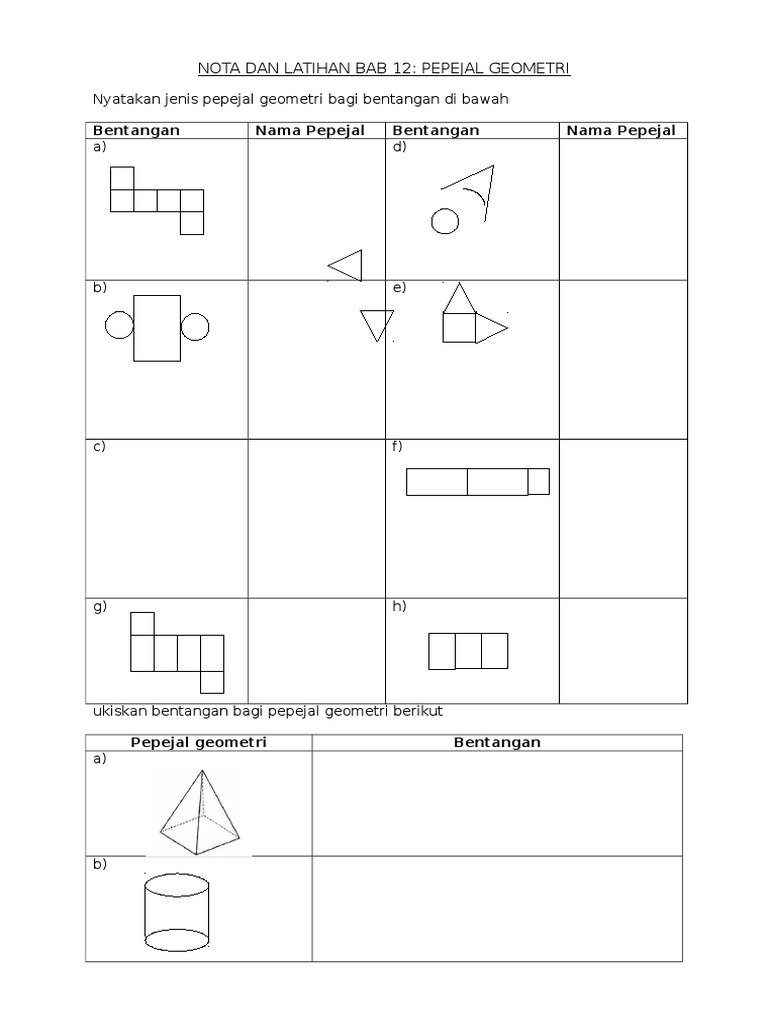 Latihan Pepejal Geometri | PDF | Metode & Bahan Ajar | Sains & Matematika