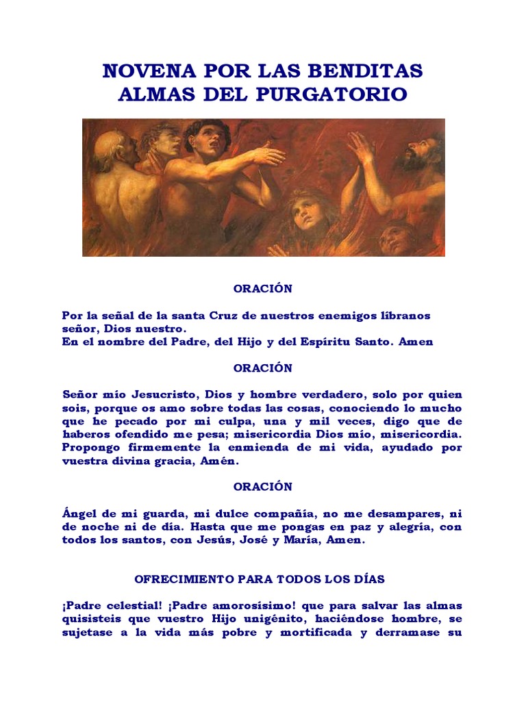 Novena Por Las Benditas Almas Del Purgatorio | Purgatorio | Oración